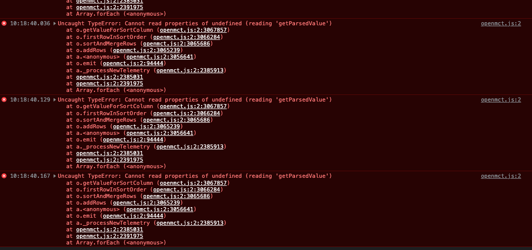 [telemetry Table] Filtering A Value Column In Realtime Mode Throws Errors Continually · Issue