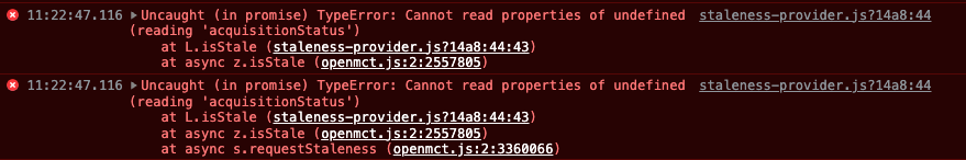 Staleness errors in the console when loading up empty telemetry plot · Issue #6167 · nasa ...