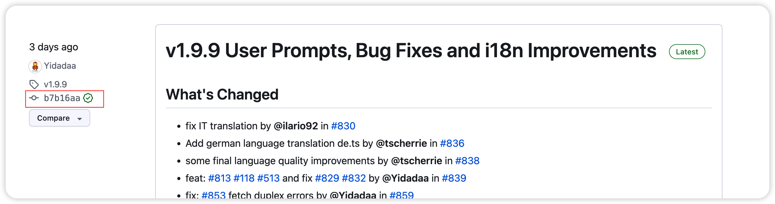 [Bug] 检测更新功能是有问题吗？Docker容器已经更新到最新，看最后releases 版本也是 b7b16aa，一直显示有更新 · Issue #964 · ChatGPTNextWeb ...