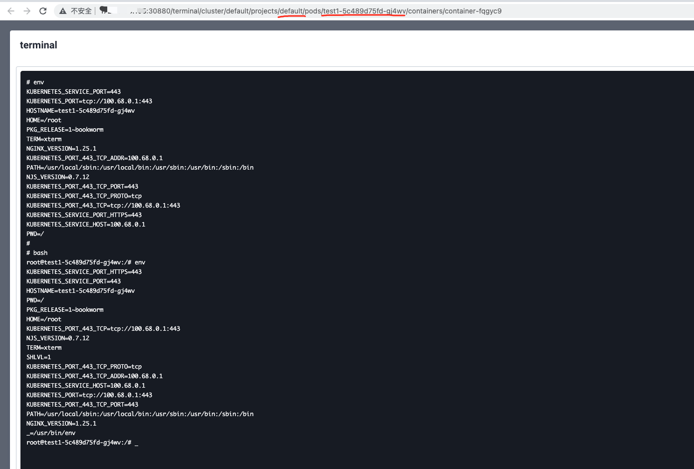 container environment not match between kubesphere terminal and real terminal · Issue #5852 ...