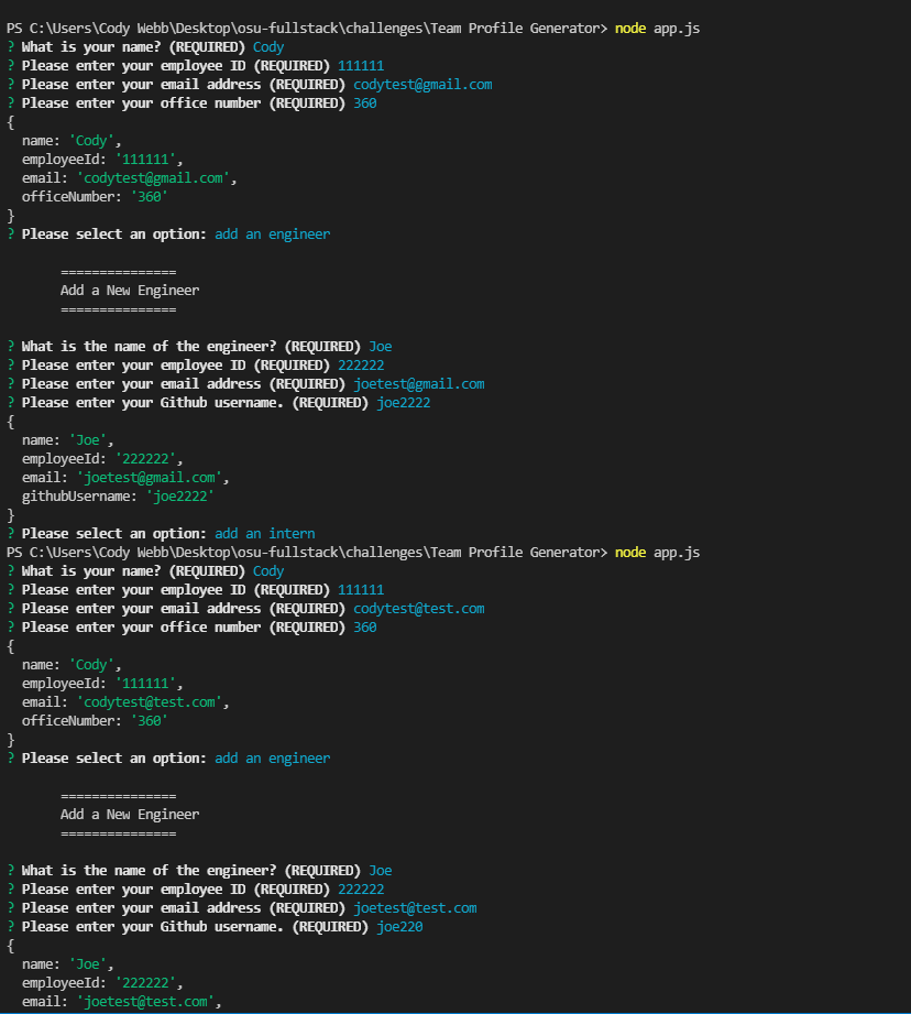 GitHub - cody3629/Team-Profile-Generator