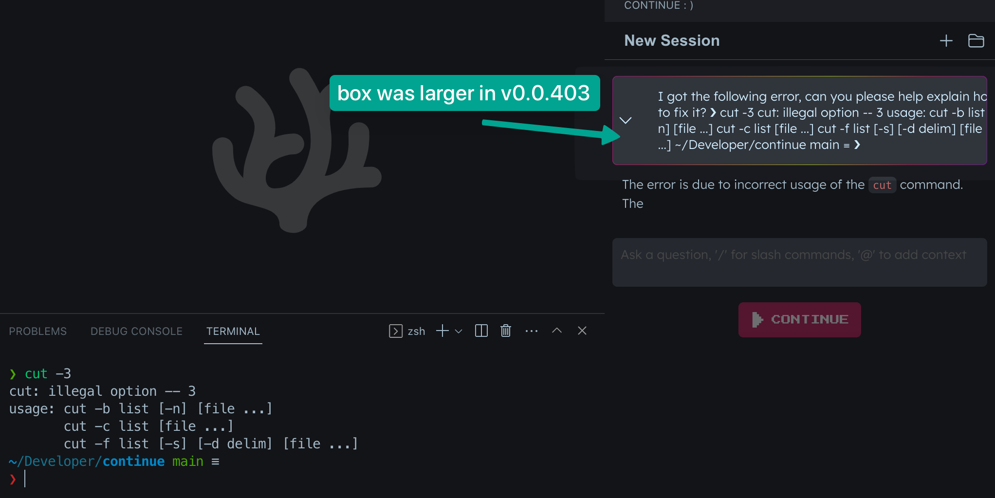 Small timeline window · Issue #518 · continuedev/continue · GitHub