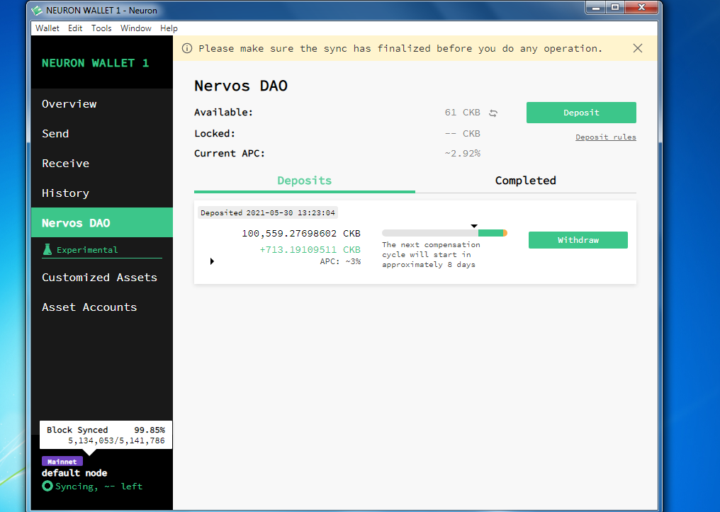 Wallet Update v 035 to v 100, 100.1 · Issue #2143 · nervosnetwork/neuron · GitHub
