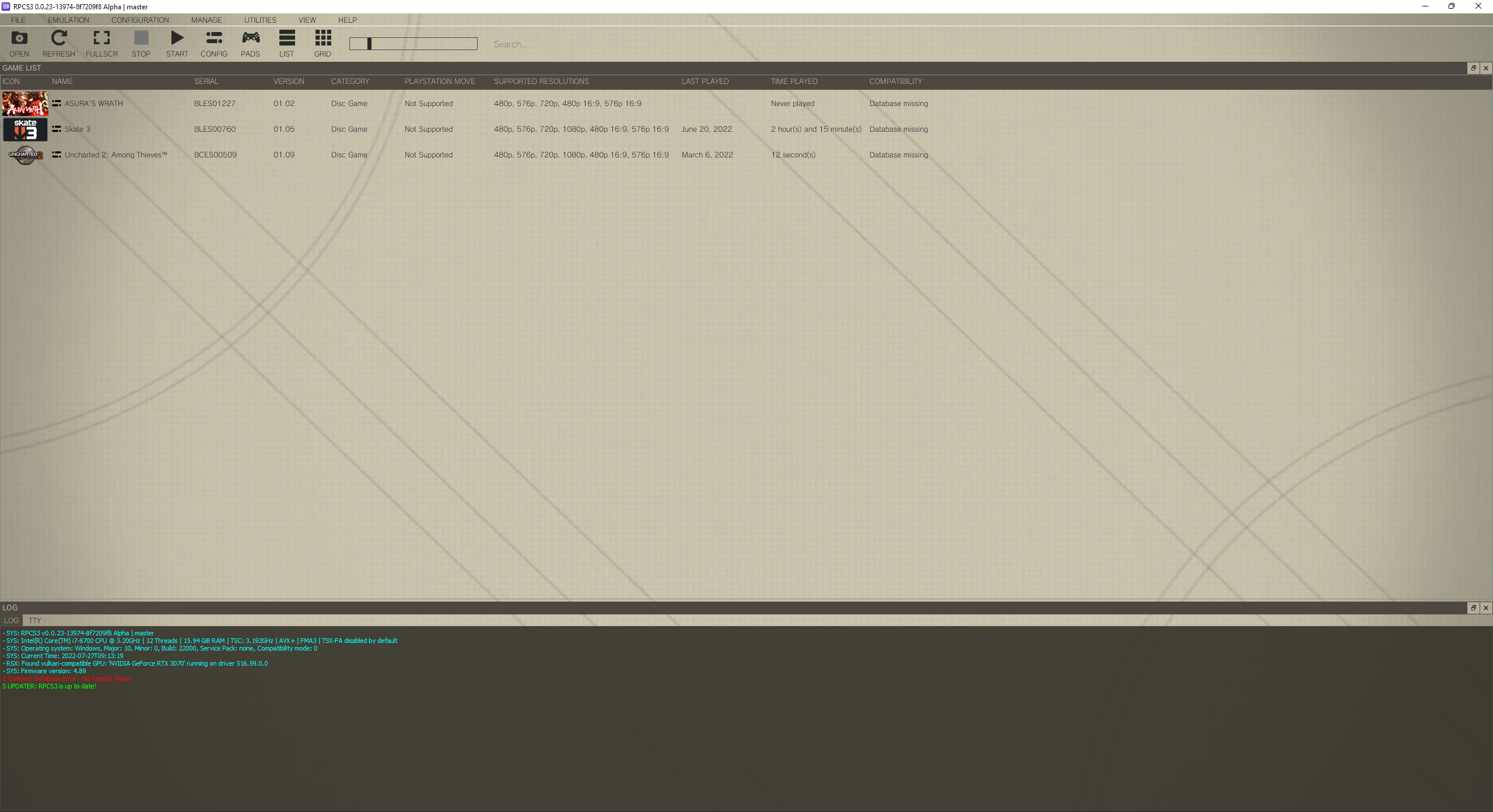[Regression] E Compat: Database Error - No Results found · Issue #12400 · RPCS3/rpcs3 · GitHub