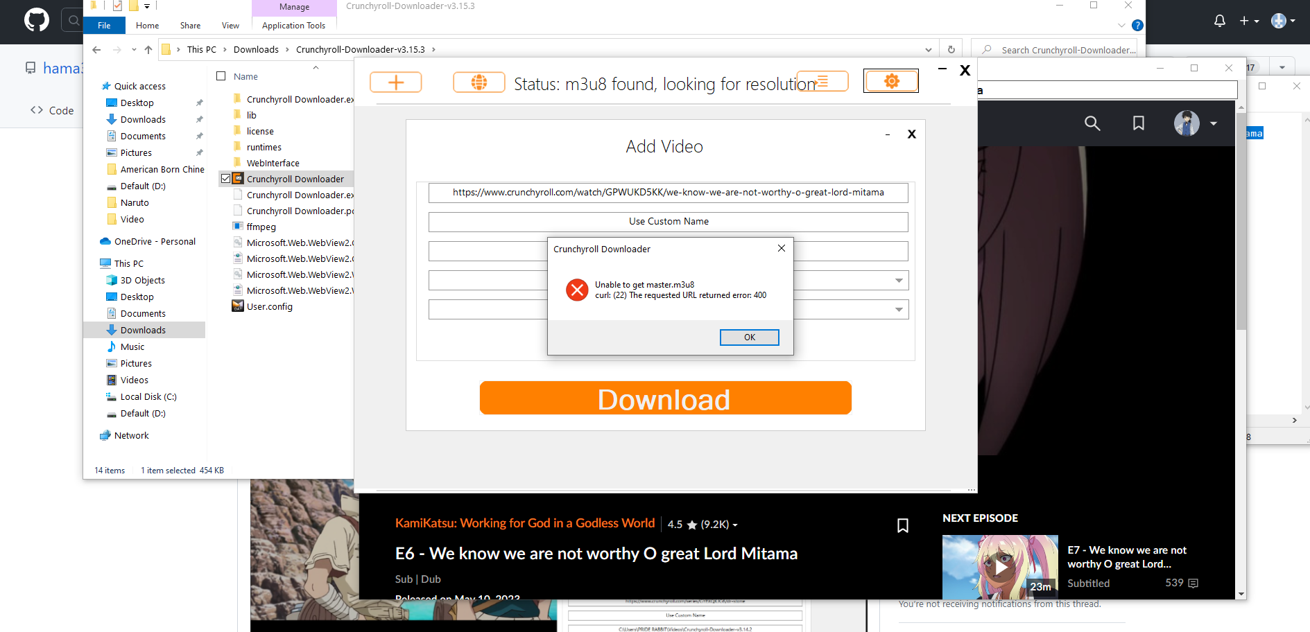 Getting m3u8 error · Issue #748 · hama3254/Crunchyroll-Downloader-v3.0 · GitHub