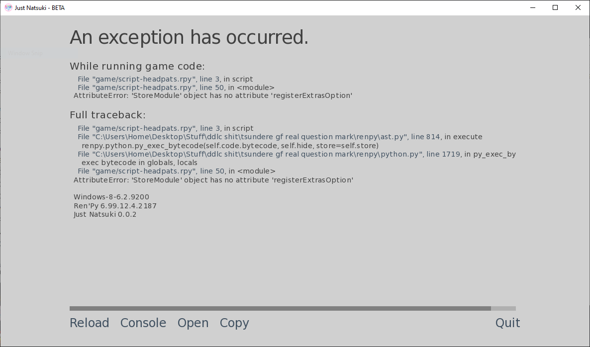 Bug Report · Issue 484 · Just Natsuki Teamnatsukimoddev · Github 