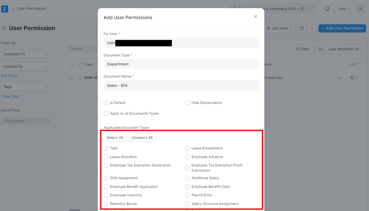 Issue with the Add/Update feature in User Permissions [Critical] · Issue #17858 · frappe/frappe ...