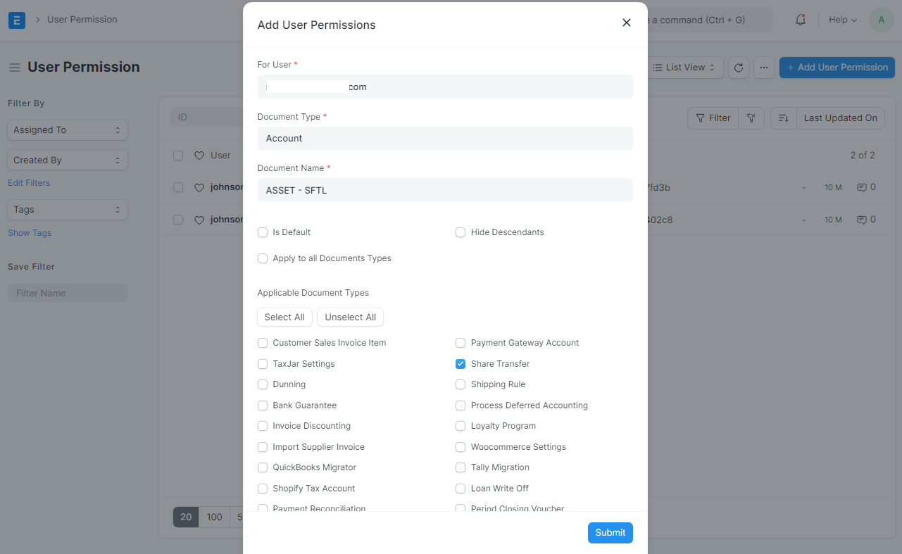 Issue with the Add/Update feature in User Permissions · Issue #21759 · frappe/frappe · GitHub