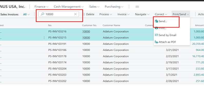 Error on Posted Sales Invoice While Using Send Document Functionality for Multiple Records With ...