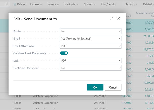 Error On Posted Sales Invoice While Using Send Document Functionality For Multiple Records With