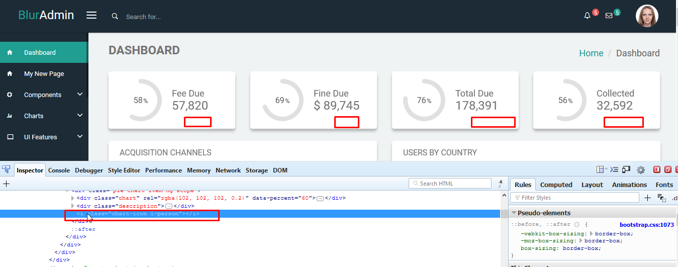 Dashboard Page Pie Chart DIV is not showing the icon · Issue #399 · akveo/blur-admin · GitHub