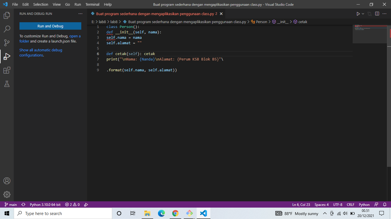 GitHub - nandarosma/lab8: Buat program sederhana dengan mengaplikasikan penggunaan class.