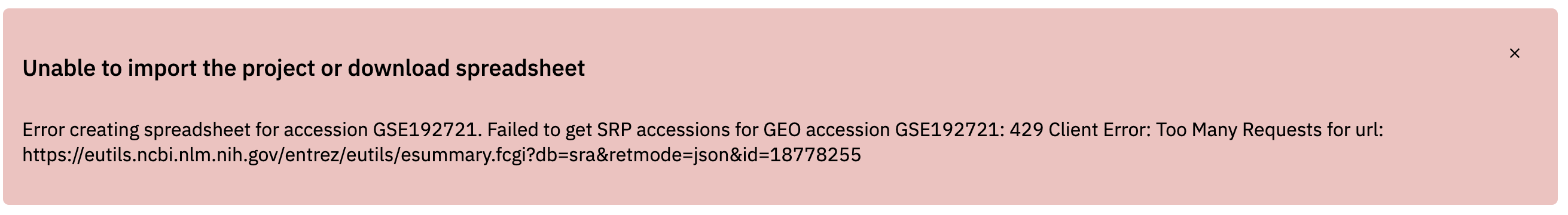 "too many requests" in Entrez API calls in geo-to-hca · Issue #838 · ebi-ait/dcp-ingest-central ...