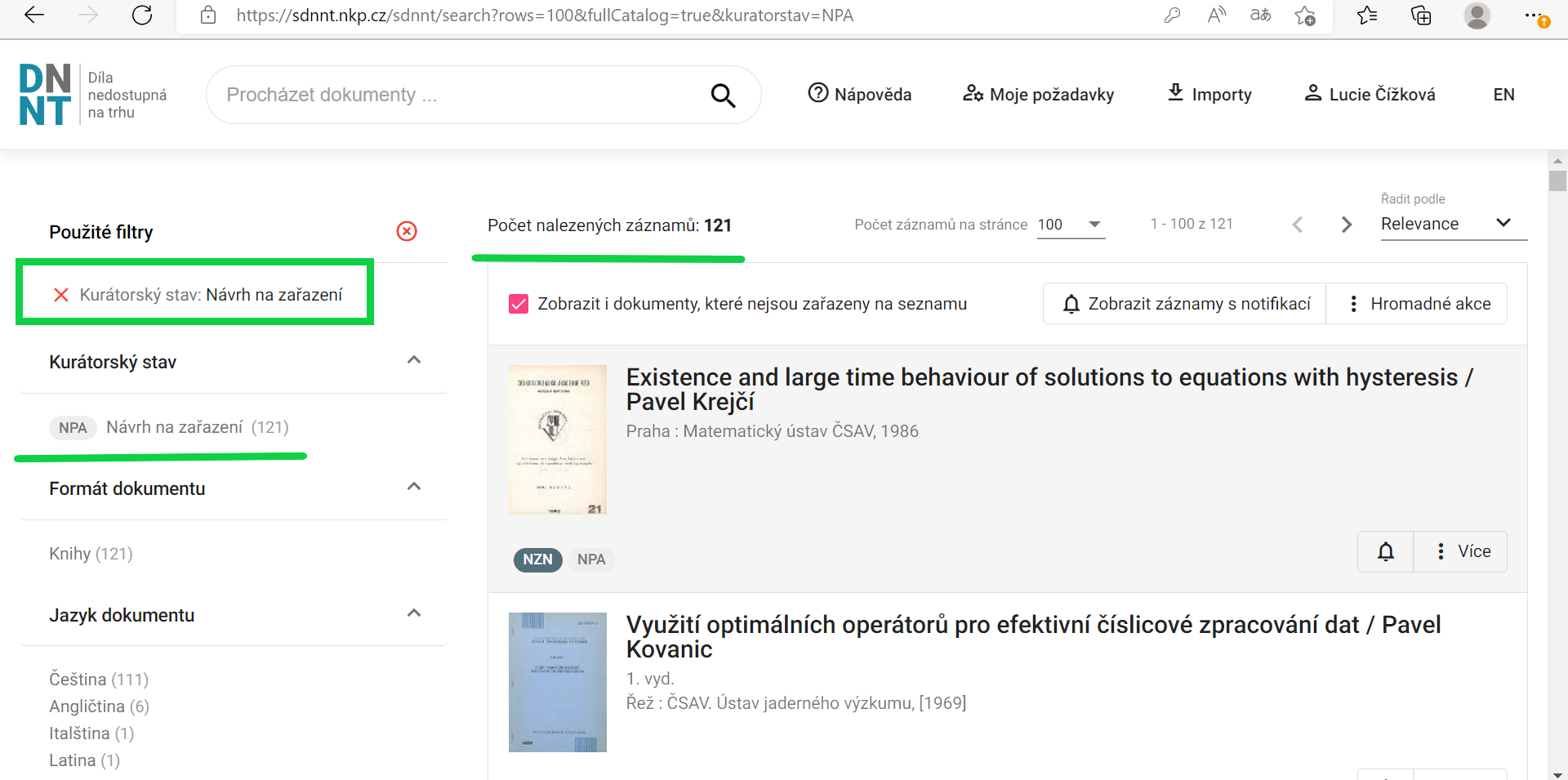 NZN - některé schválené návrhy nezískaly stav PA · Issue #479 · NLCR/SeznamDNNT · GitHub