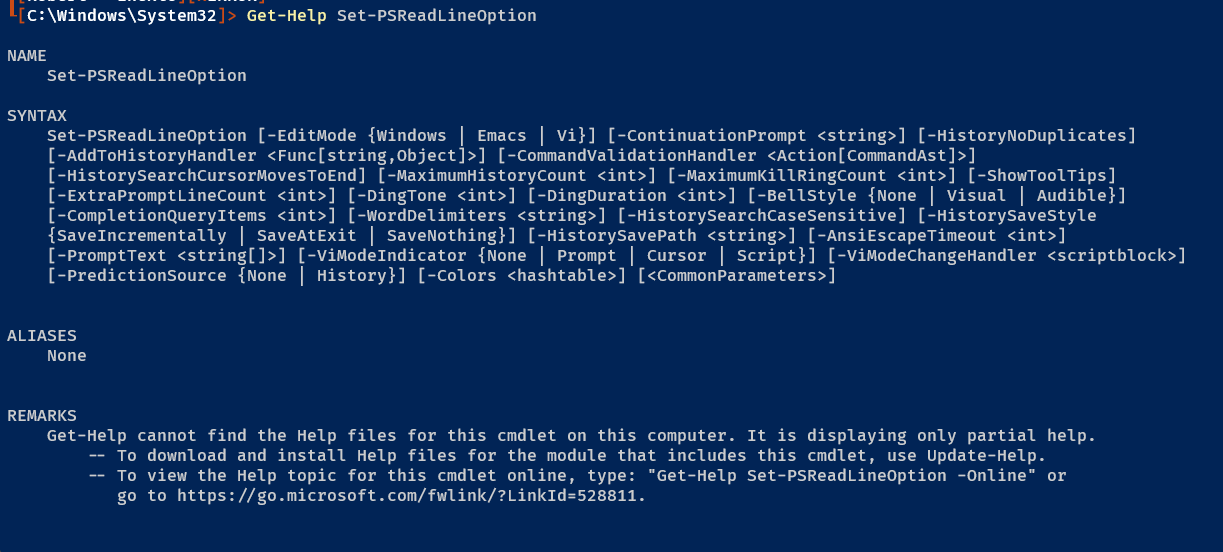 Exception in a continuation prompt context with `PredictionSource` as `HistoryAndPlugin` and ...