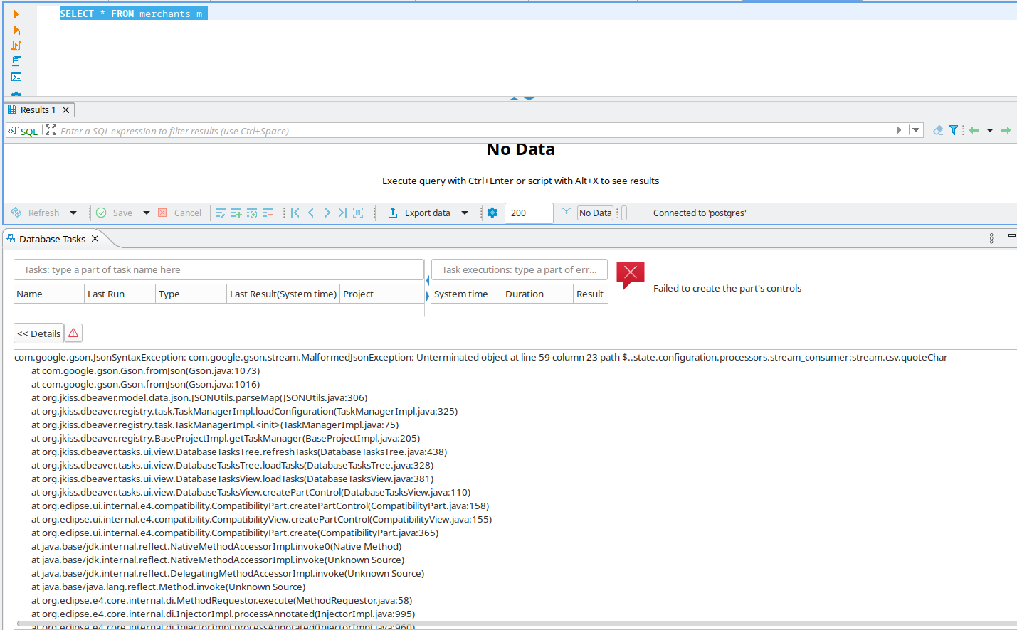 Export from query to CSV fails with tasks error · Issue #19777 · dbeaver/dbeaver · GitHub