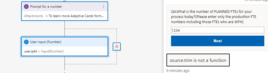 source.trim is not a function error in bot framework composer while using adaptive cards for ...