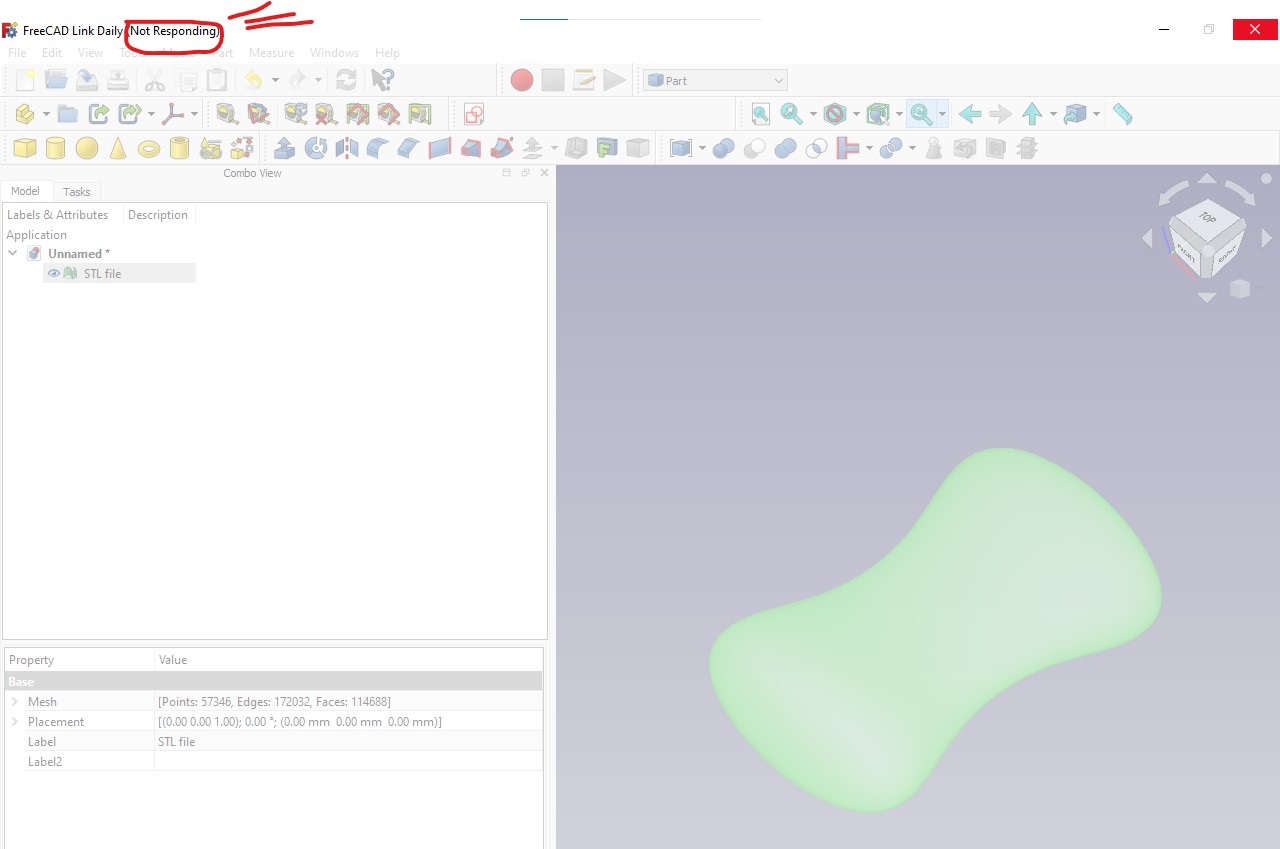 Part Workbench - Create Shape from mesh _ Not Responding error · Issue #901 · realthunder ...