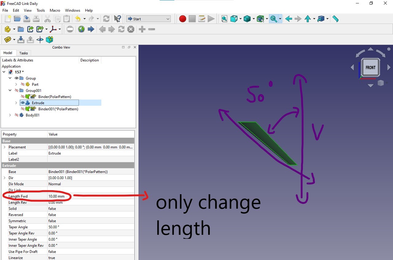 Extrude taper Angel issue · Issue #943 · realthunder/FreeCAD_assembly3 · GitHub