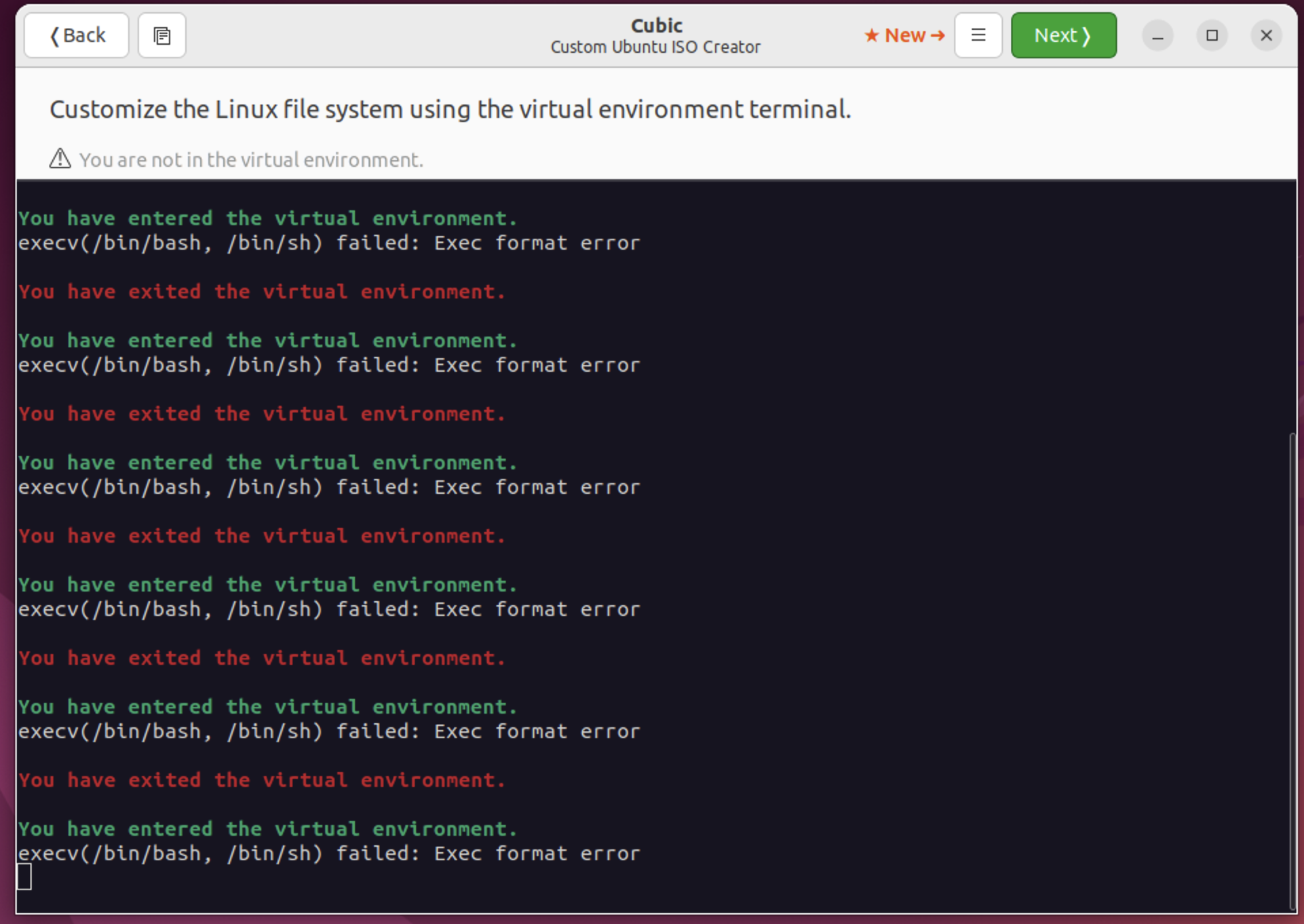 Inability To Open Bash When Customize The Linux File Virtual 