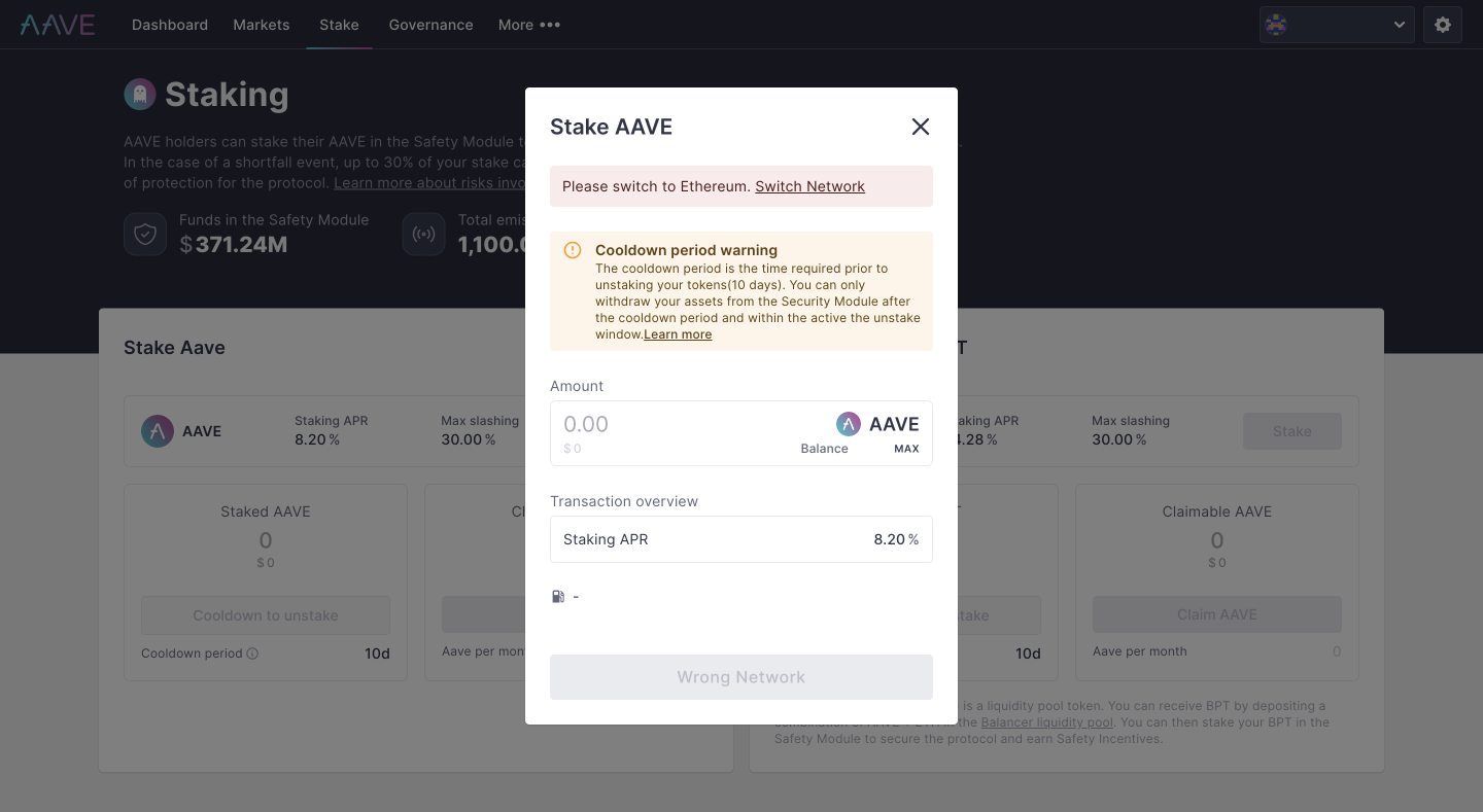 Make it clearer that staking is only availalbe on the ETH network · Issue #697 · aave/interface ...