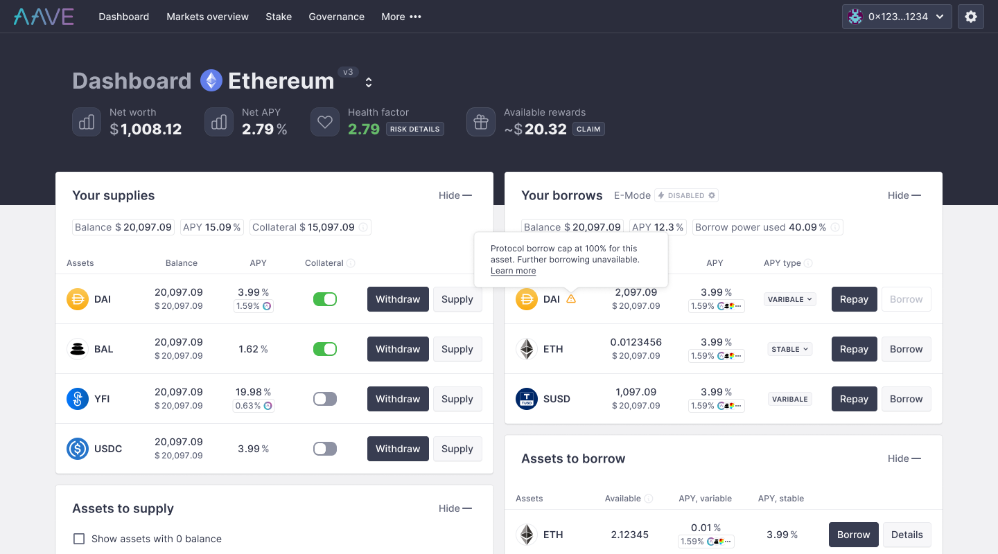 Show indication to user when the supply, borrow caps, or debt ceiling are reached · Issue #688 ...