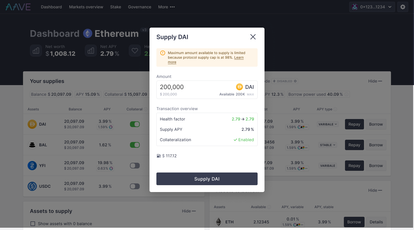 Show indication to user when the supply, borrow caps, or debt ceiling are reached · Issue #688 ...