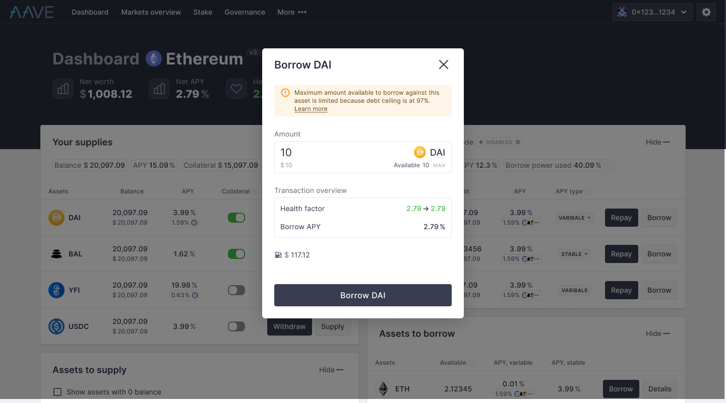 Show indication to user when the supply, borrow caps, or debt ceiling are reached · Issue #688 ...