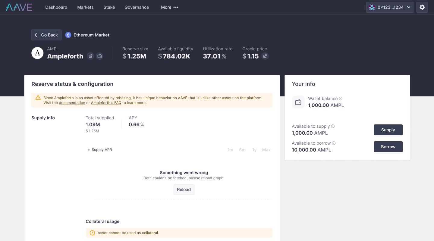 Add AMPL how to message & warning · Issue #1212 · aave/interface · GitHub