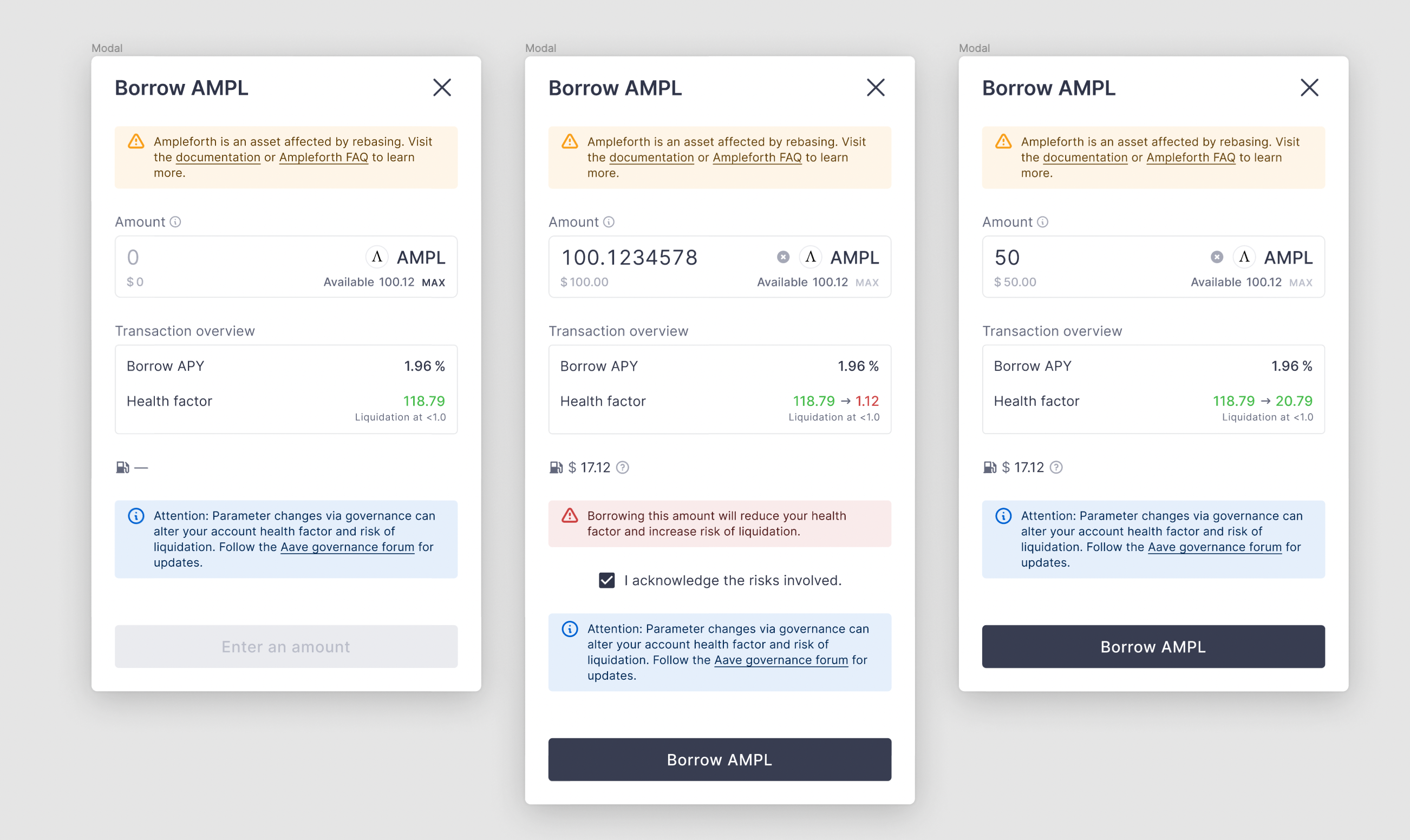 Add AMPL how to message & warning · Issue #1212 · aave/interface · GitHub