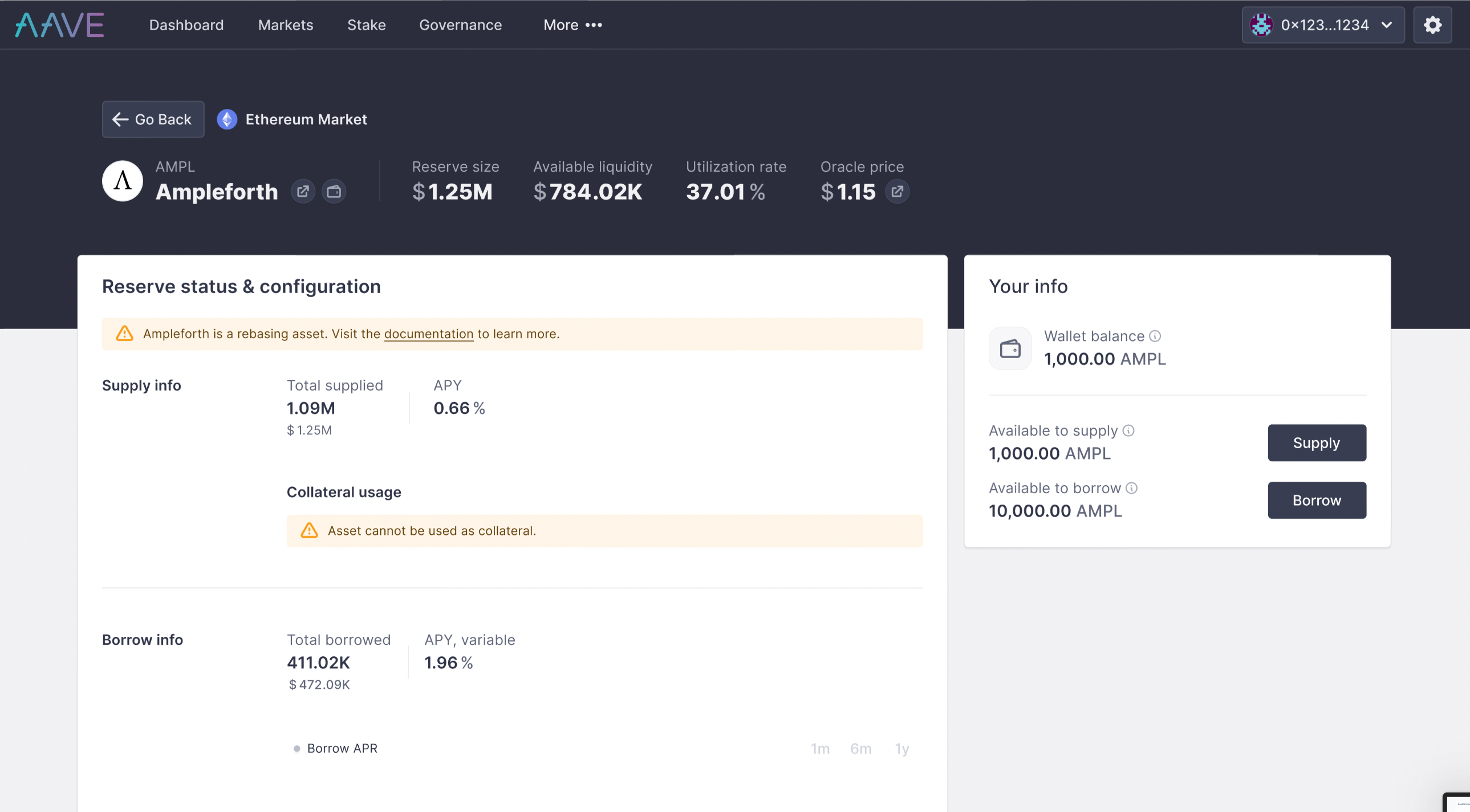 Add AMPL how to message & warning · Issue #1212 · aave/interface · GitHub