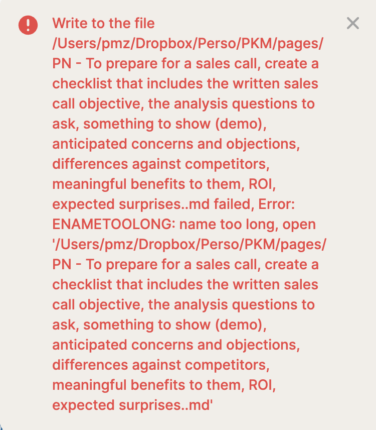 Write To File Failed Error Enametoolong Name Too Long · Issue 3327 · Logseqlogseq · Github