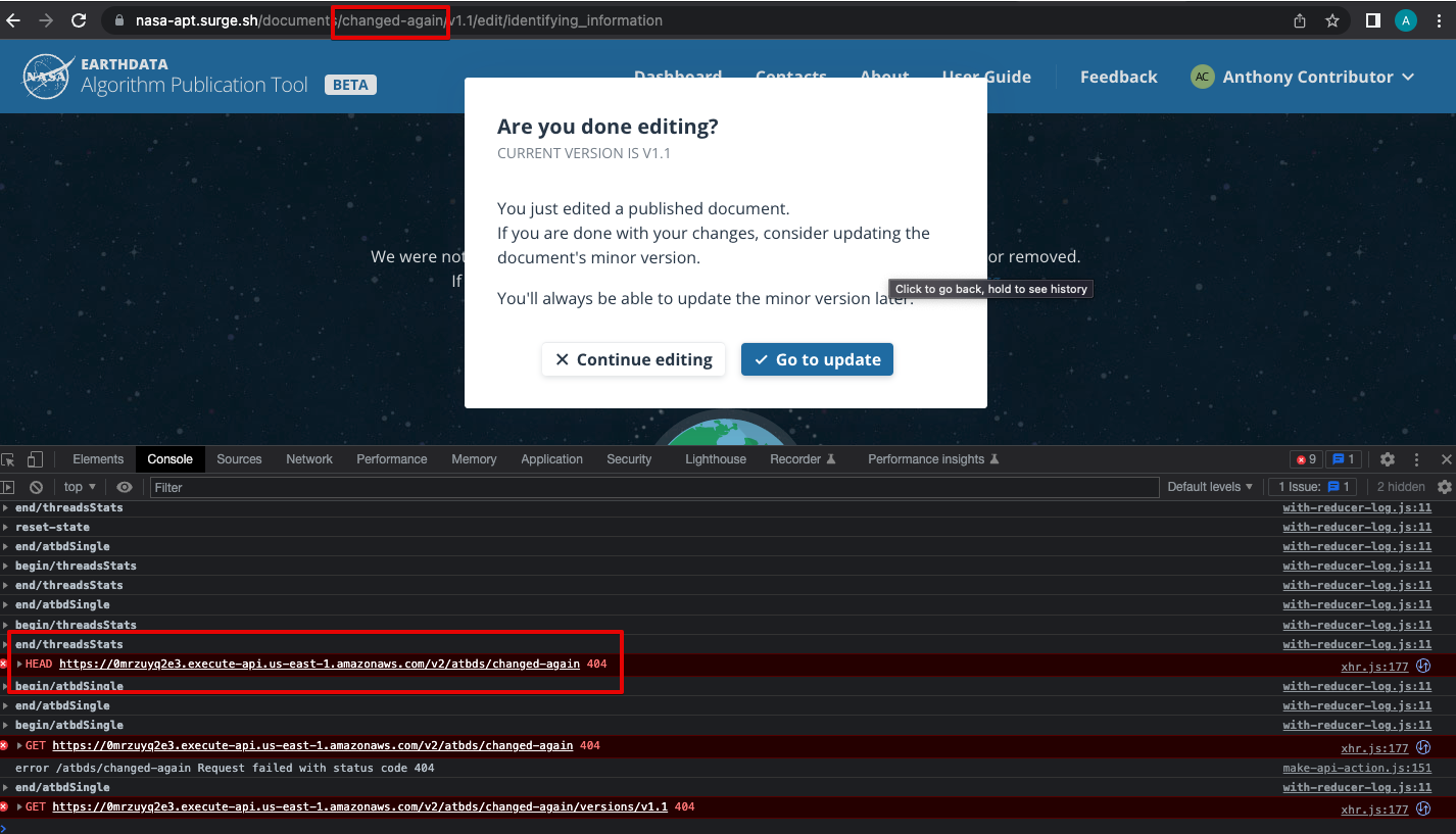 Editing title causes 404 · Issue #507 · NASA-IMPACT/nasa-apt · GitHub