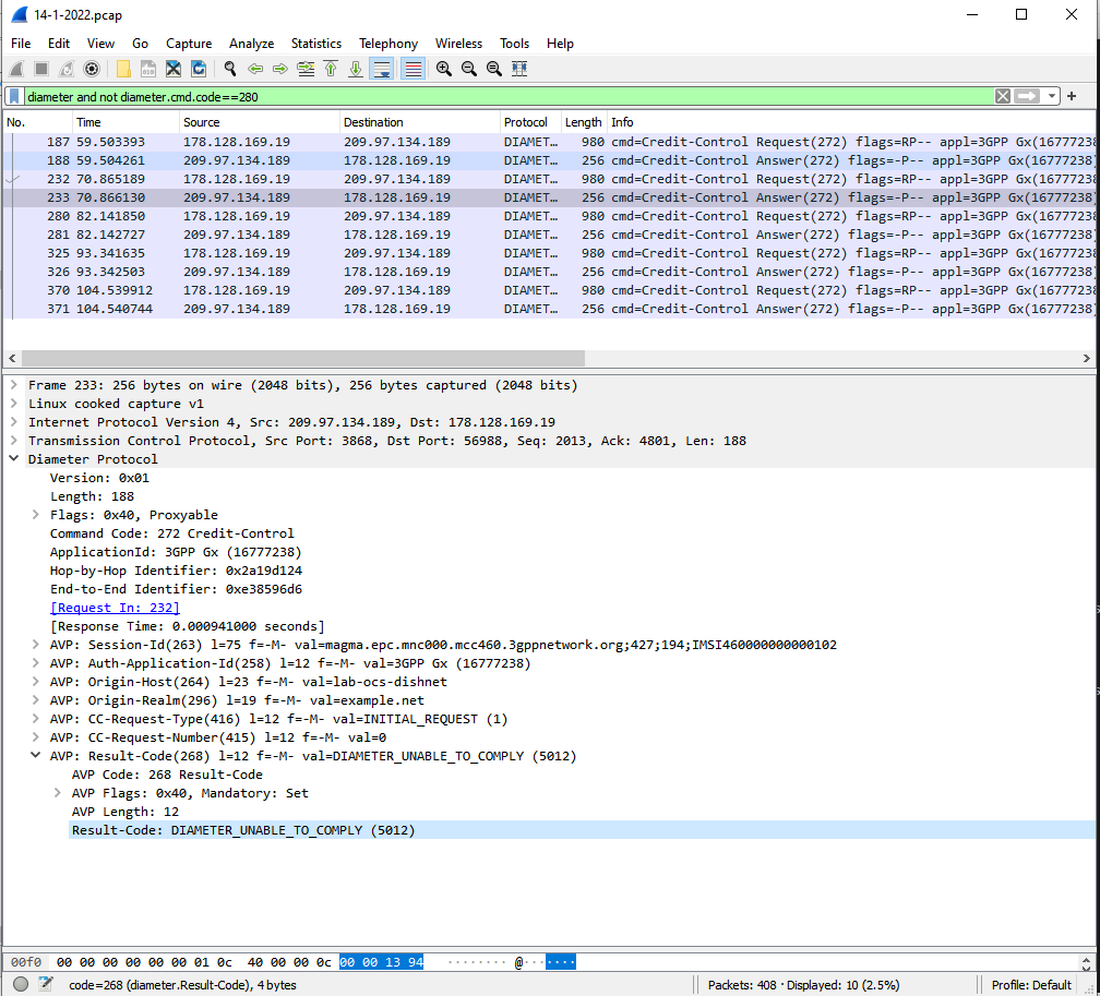 [Sigscale OCS integration] After succesful attach prepaid UE can't download or access internet ...
