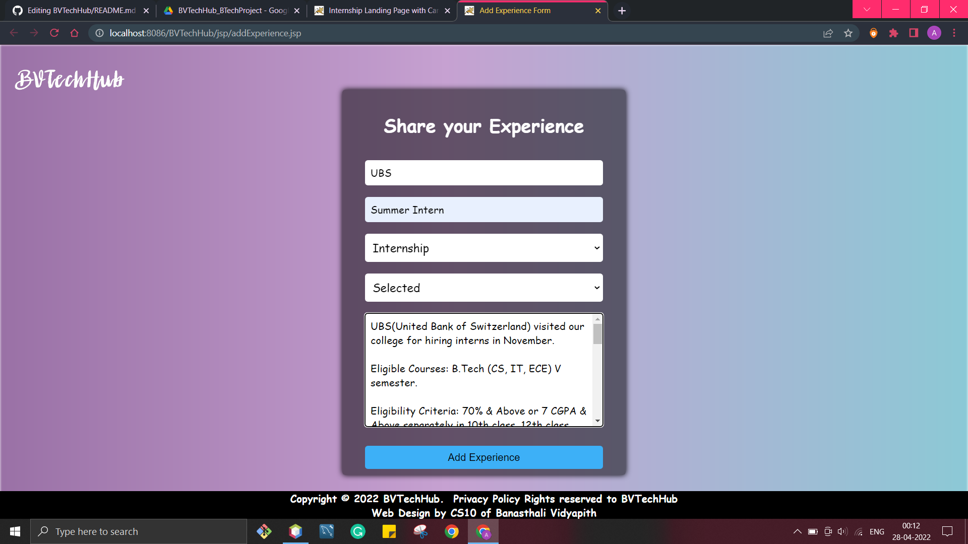 GitHub - inquisitive01/BVTechHub: It is a web-based application curated ...