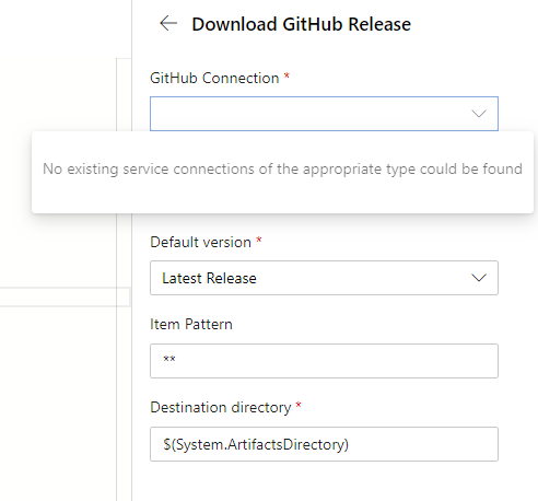 Unable to find GitHub service connection in Download GitHub Release ...