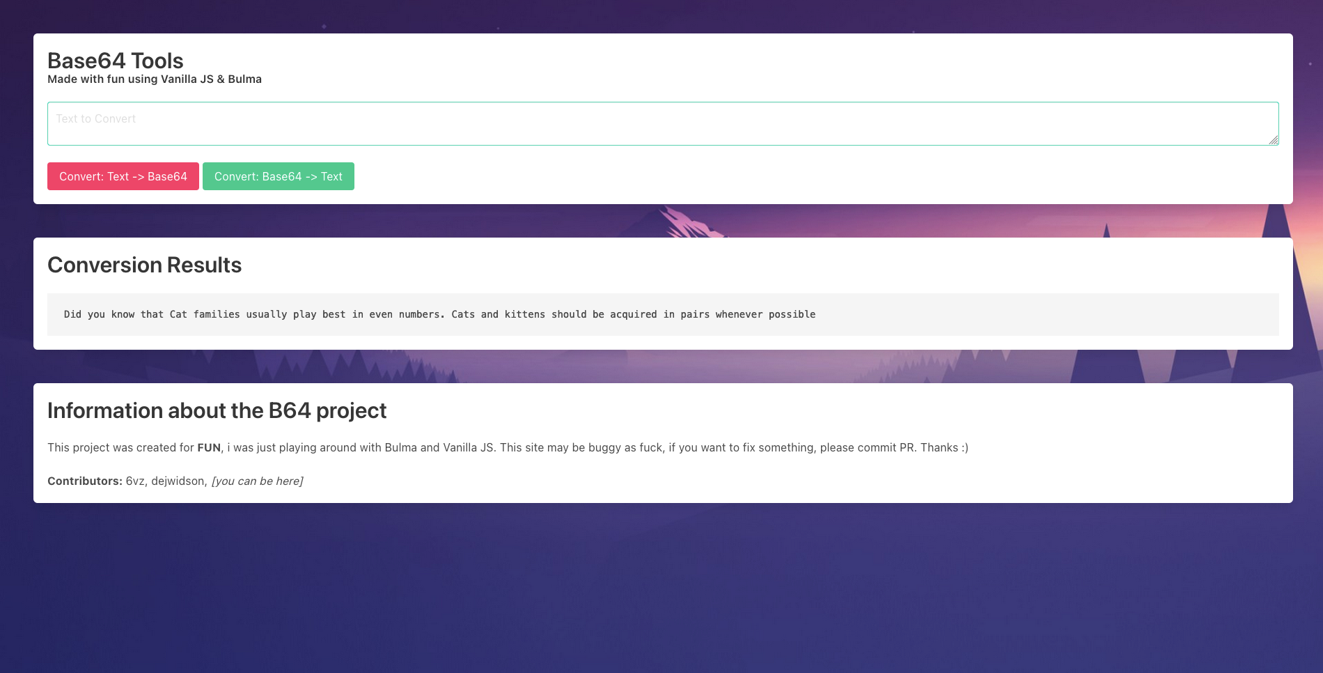 GitHub - 6vz/base64: Simple base64 website, to encrypt and/or decrypt things in base64