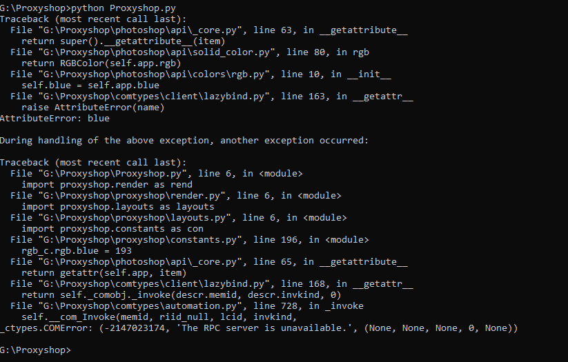 RPC Server is Unavailable Error · Issue #108 · loonghao/photoshop-python-api · GitHub