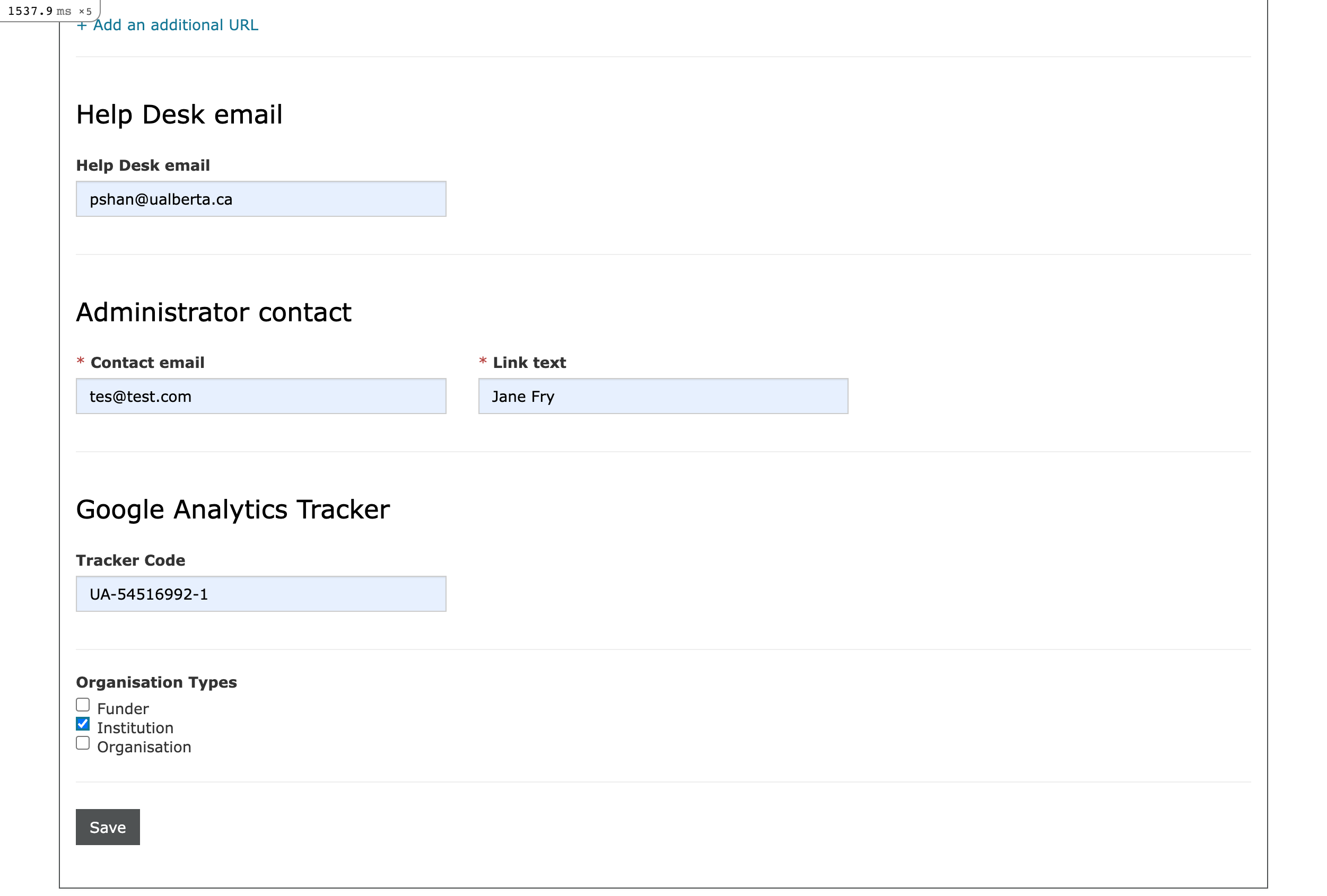 Helpdesk and Google Analytics Tracker needs to be entered again in order to save · Issue #3259 ...