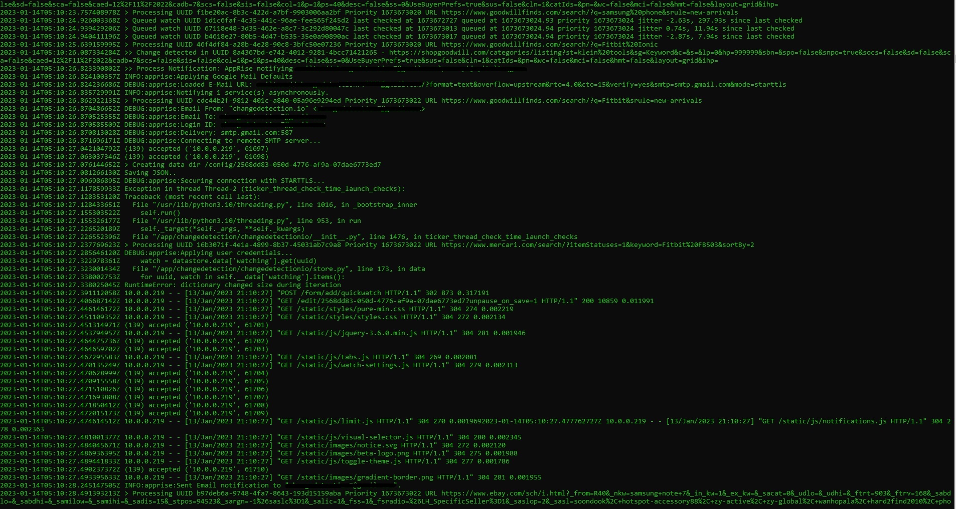 All Watches Stop Refreshing · Issue 1311 · Dgtlmoon · Github 