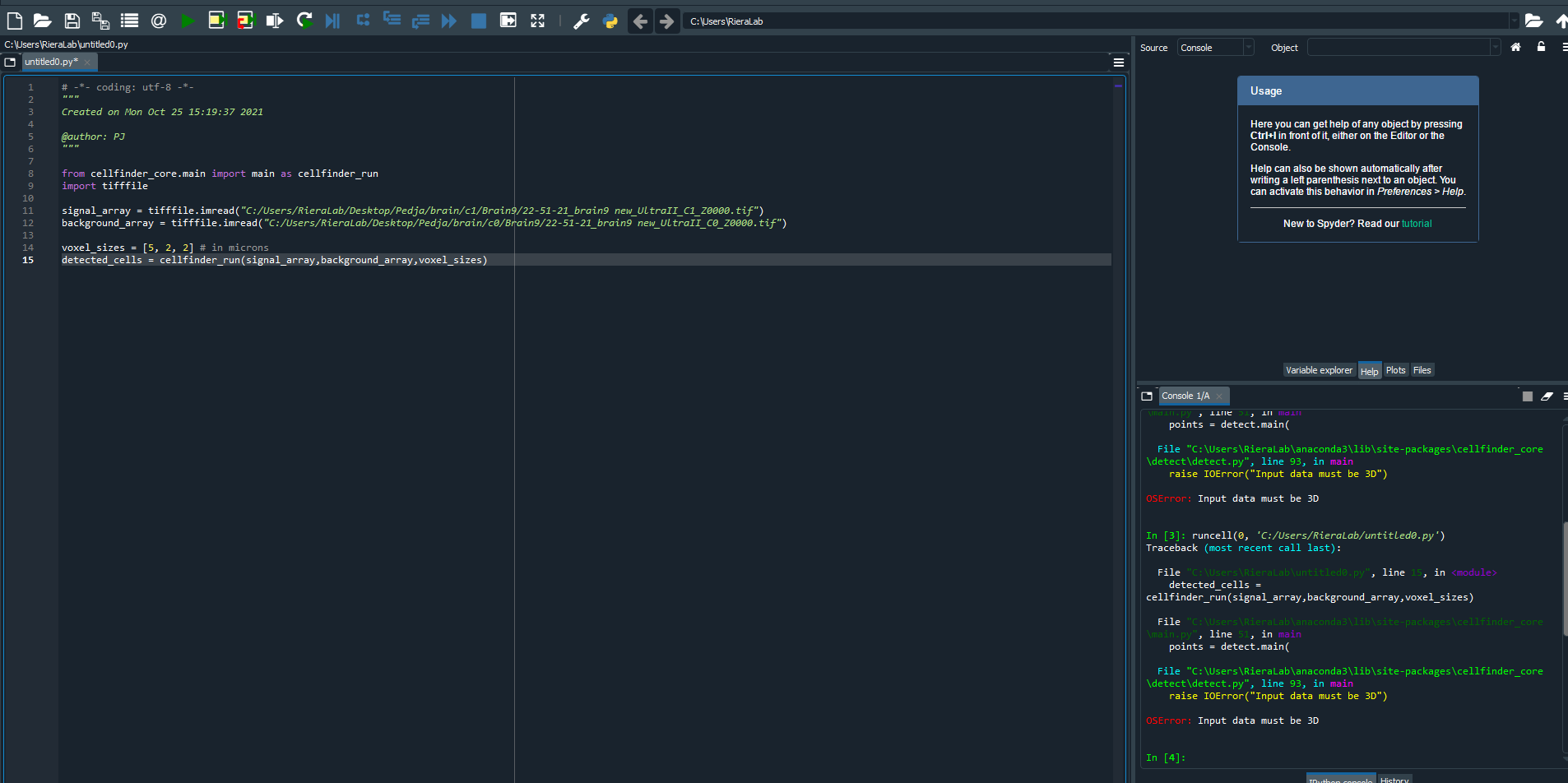 "raise IOError("Input data must be 3D")" · Issue #26 · brainglobe/cellfinder-core · GitHub