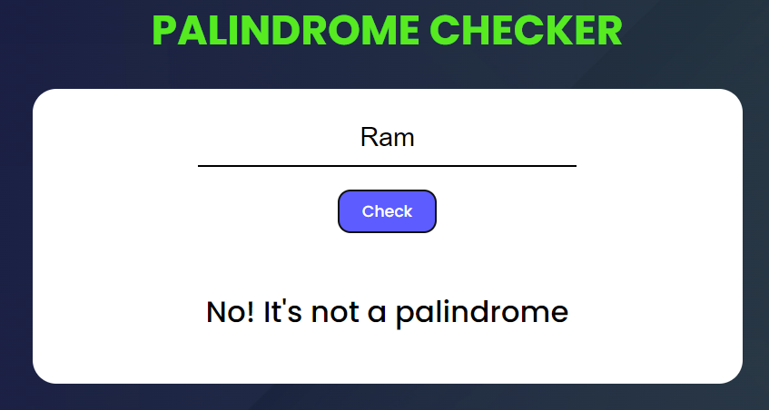 GitHub - VidyaSagarMehar/PalindromeWebApp_JS_proj05: Palindrome Checker web application