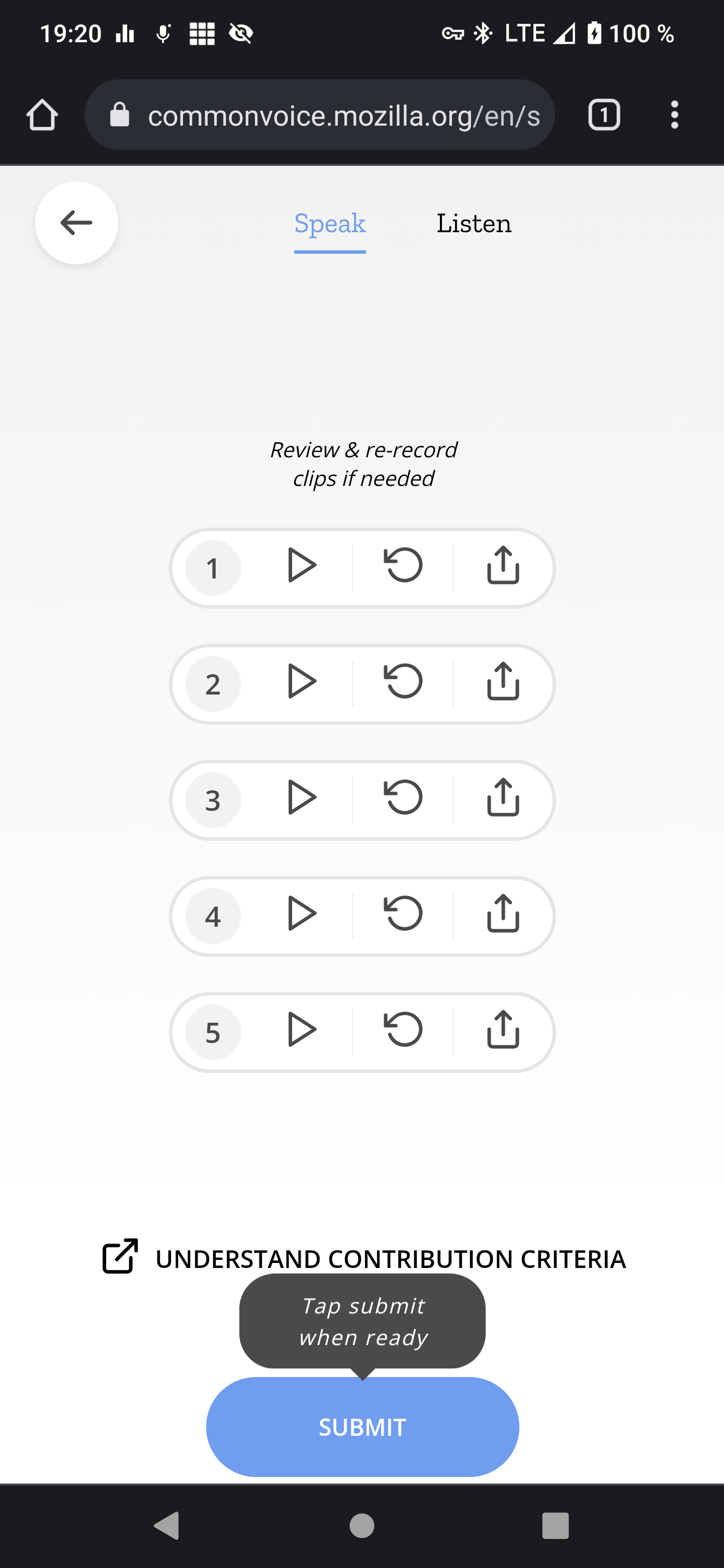 [BUG] "Tap submit when ready" info stays after going back in speak section (android13) · Issue ...