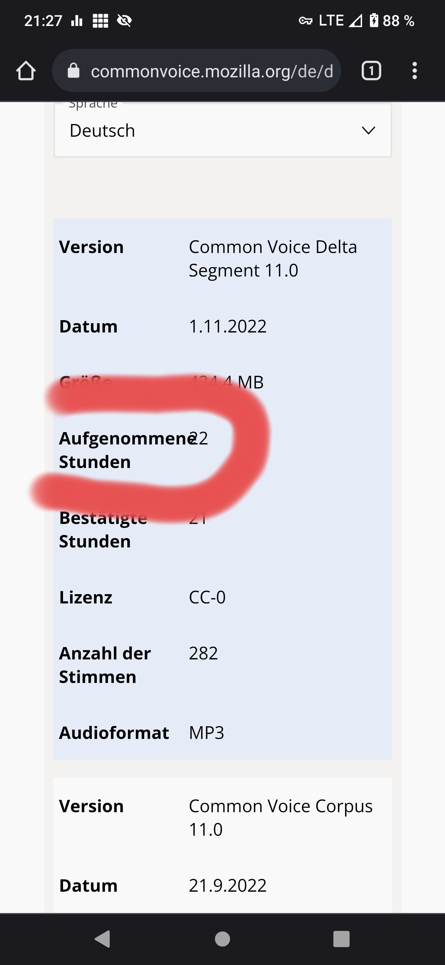 [BUG] Translated recorded hours in Datasets overlapping the amount of recorded hours (de ...