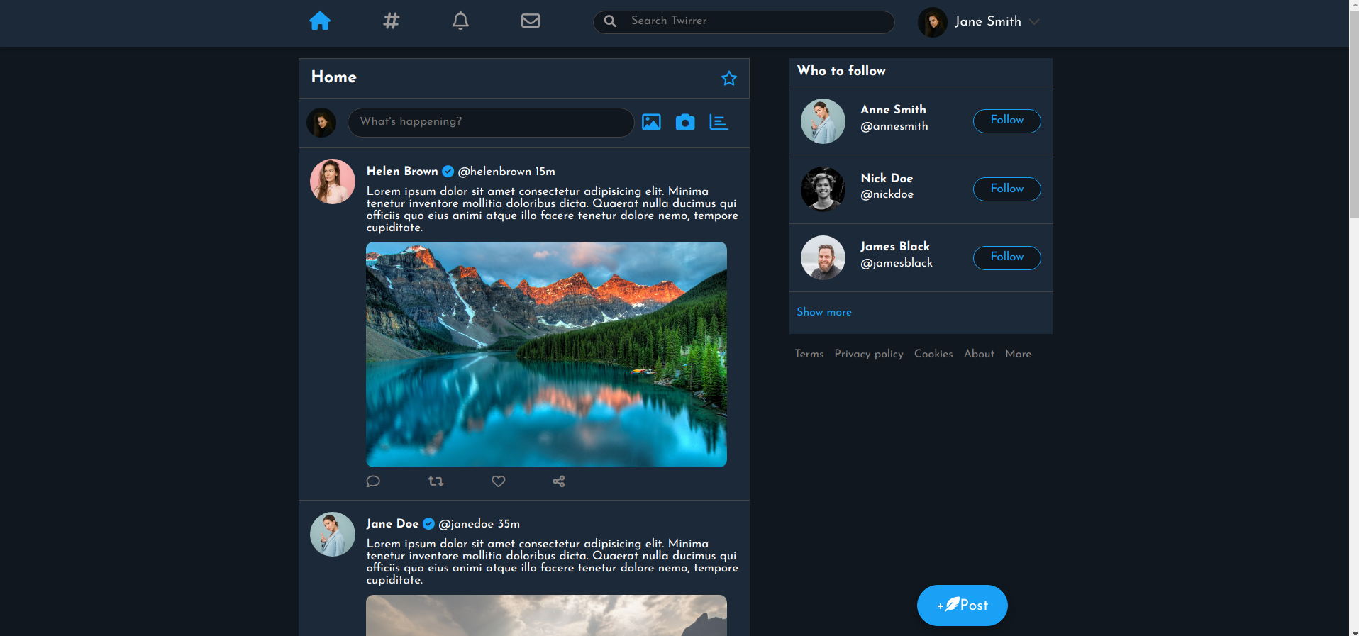 GitHub - SamuelFanawopo/TwitterClone: Created a fully responsive twitter clone (HTML, CSS ...