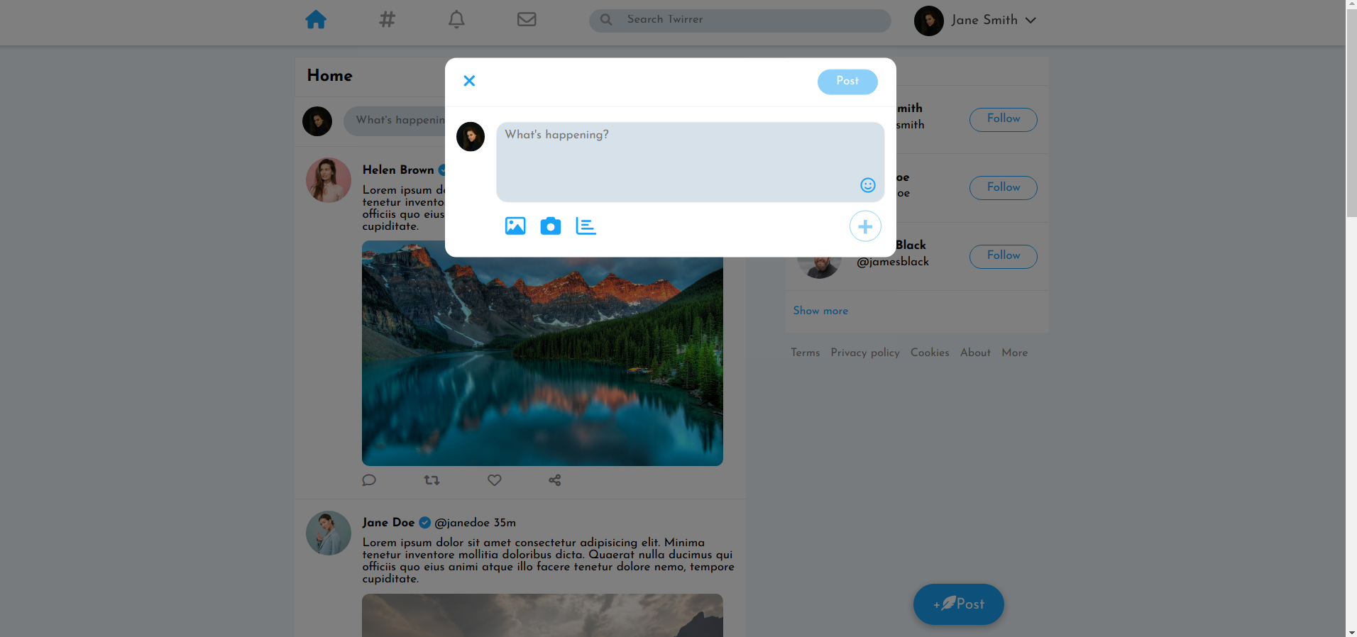 GitHub - SamuelFanawopo/TwitterClone: Created a fully responsive twitter clone (HTML, CSS ...