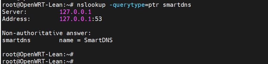 在Passwall2启动后使用nslookup -querytype=ptr smartdns命令验证无法通过 · Issue #1476 · pymumu/smartdns · GitHub