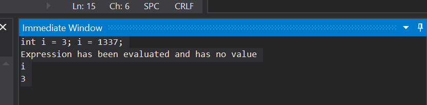 VS Immediate Window (expression compiler) ignores stamenents after semicolon · Issue #56976 ...