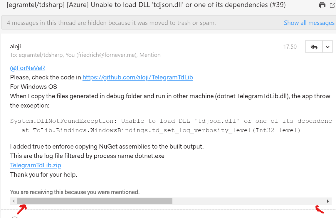Bug: Scroll bar eating links from GitHub emails · Issue #1851 · Foundry376/Mailspring · GitHub