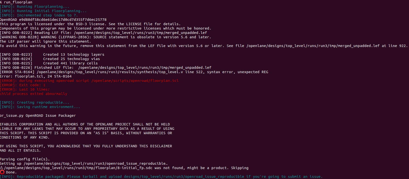 Run floorplan error · Issue #802 · The-OpenROAD-Project/OpenLane · GitHub